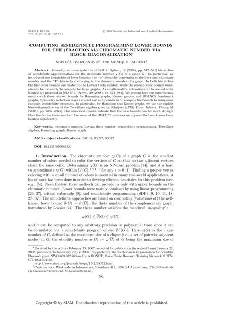 pdf computing semidefinite programming lower bounds for the fractional chromatic number via