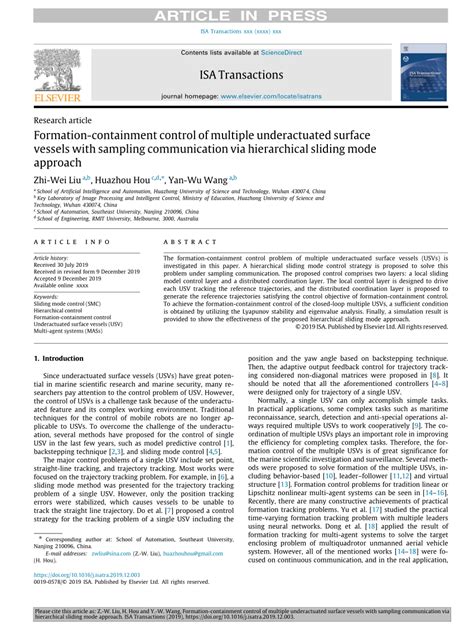 pdf formation containment control of multiple underactuated surface vessels with sampling
