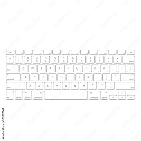 White Computer Keyboard Button Layout Template With Letters Vector