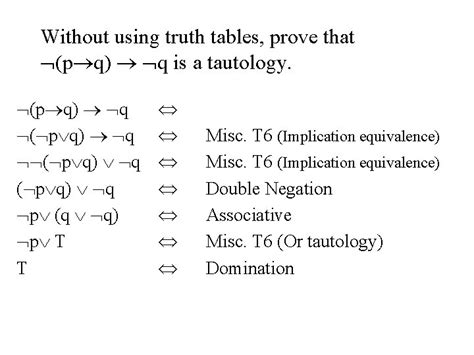 how to prove tautology without truth table