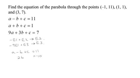 find equation of parabola given 3 points tessshebaylo