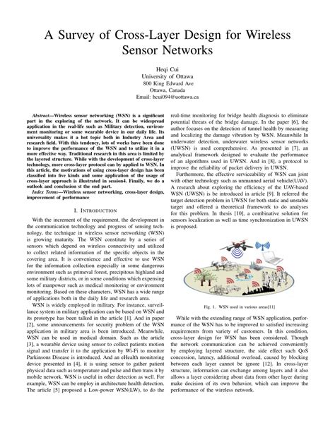 pdf a survey of cross layer design for wireless sensor networks