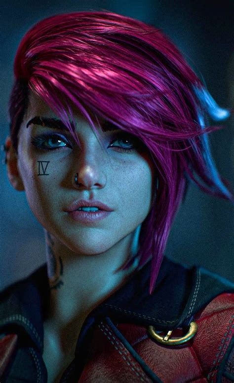 A Woman With Pink Hair And Piercings On Her Face Is Looking At The Camera