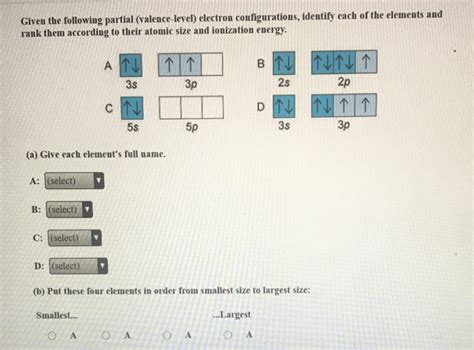solved given the following partial valence level electron
