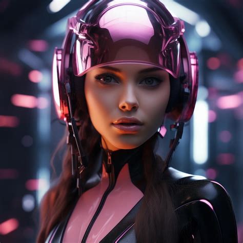 Premium Ai Image Humanoid Blonde Woman Cyborg In Futuristic Suit