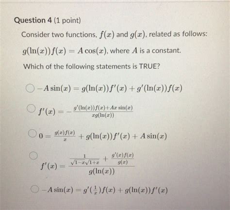 solved question 4 1 point consider two functions f x and