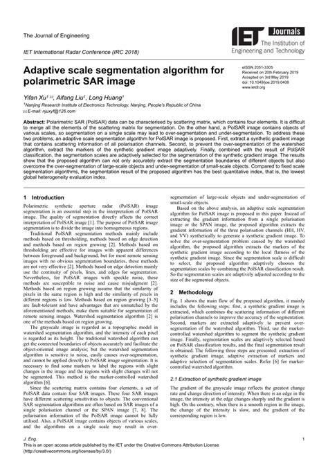 pdf adaptive scale segmentation algorithm for polarimetric sar image
