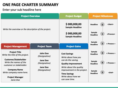 One Page Charter Summary PowerPoint And Google Slides Template PPT Slides