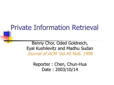 ppt private information retrieval powerpoint presentation free download id 3375802