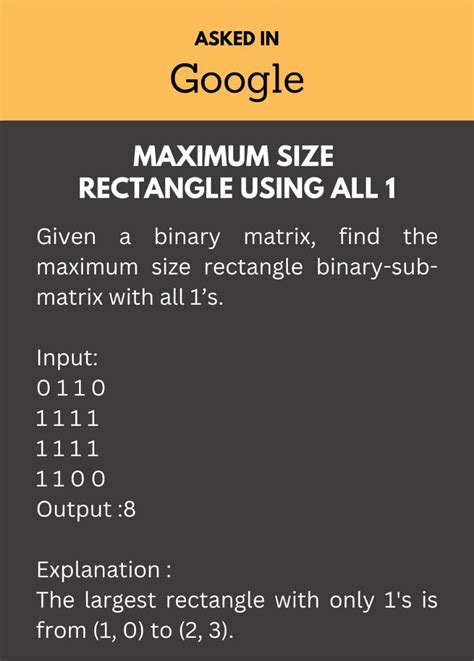given a binary matrix find the maximum size rectangle binary sub matrix with all 1 s