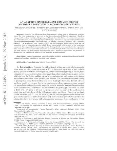 pdf an adaptive finite element dtn method for maxwell s equations in biperiodic structures