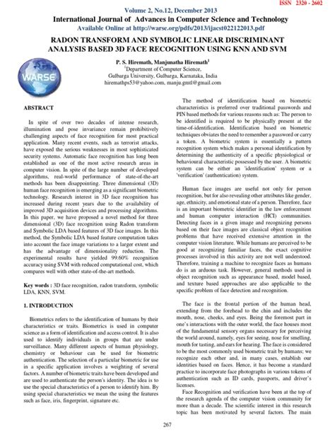 pdf radon transform and symbolic linear discriminant analysis based 3d face recognition using