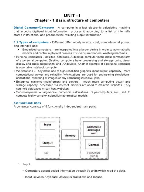 unit i chapter 1 basic structure of computers pdf computer data storage central