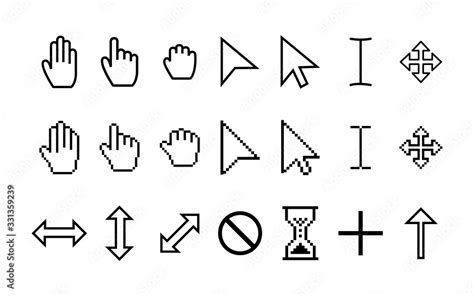 Set Pointer Cursor Icons Arrow Web Cursors Digital Hand Pointers