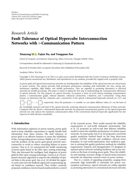 pdf fault tolerance of optical hypercube interconnection networks with r communication pattern