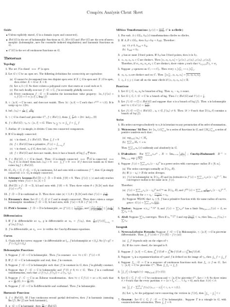 complex analysis theorem cheat sheet pdf holomorphic function complex analysis