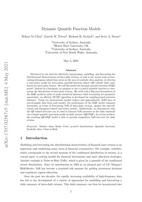 pdf dynamic quantile function models