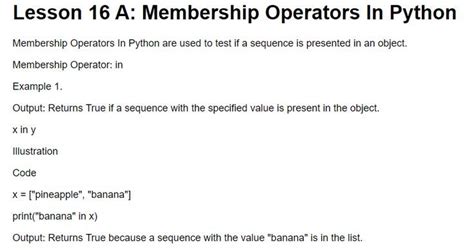 Lesson 16A Membership Operators In Python Coding Tutorials Learn To