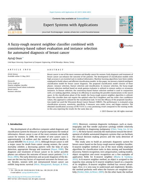 pdf a fuzzy rough nearest neighbor classifier combined with consistency based subset