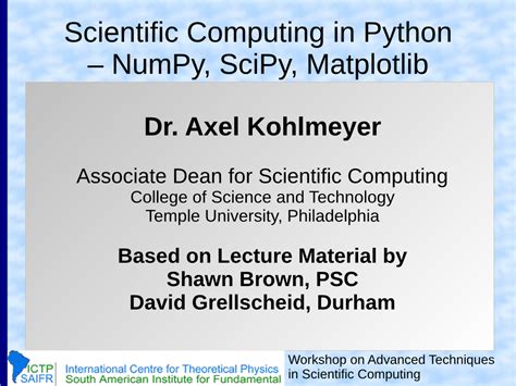 Scientific Computing In Python Numpy Scipy Matplotlib DocsLib