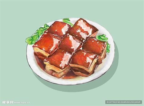 手绘红烧肉东坡肉设计图 餐饮美食 生活百科 设计图库 昵图网