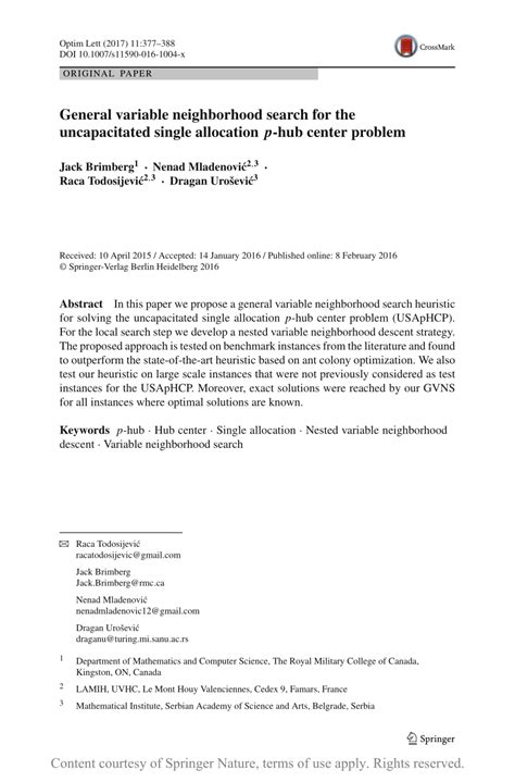 general variable neighborhood search for the uncapacitated single allocation p hub center