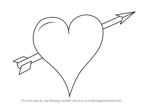 Step By Step How To Draw Heart With Arrow DrawingTutorials101