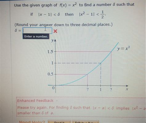 solved use the given graph of f x x2 to find a number δ
