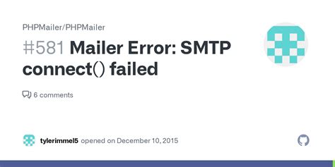 Mailer Error SMTP Connect Failed Issue 581 PHPMailer PHPMailer