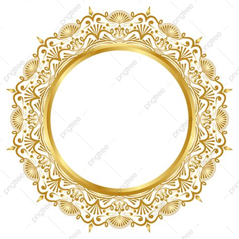 Luxury Mandala Golden Circle Frame Transparent With Vintage Gold