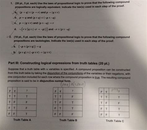 question and answer 1 20 pt 5 pt each use the laws of propositional logic to prove that the