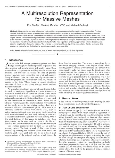 pdf a multiresolution representation for massive meshes