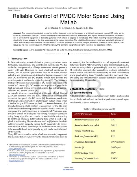 pdf reliable control of pmdc motor speed using matlab