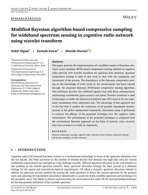 modified bayesian algorithm‐based compressive sampling for wideband spectrum sensing in