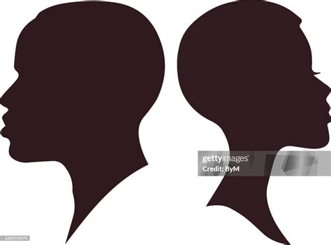 African Woman And Man Face Silhouette Pretty African Girl And Man Isolated On White High Res