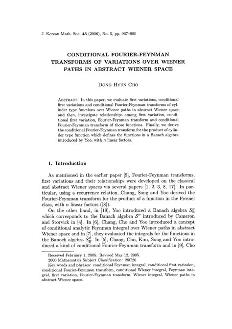 pdf conditional fourier feynman transforms of variations over wiener paths in abstract wiener
