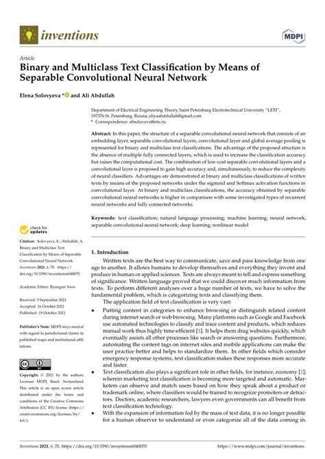 pdf binary and multiclass text classification by means of separable convolutional neural network