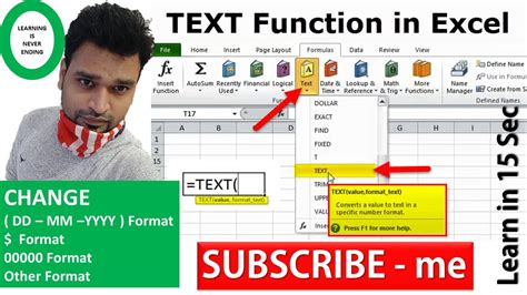 excel text function formula text function for format cell how to use text formula excel