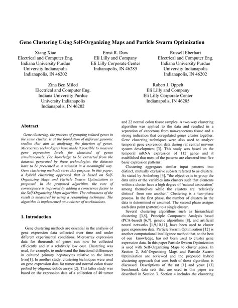 pdf gene clustering using self organizing maps and particle swarm optimization