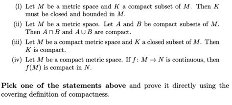 solved i let m be a metric space and k a compact subset of
