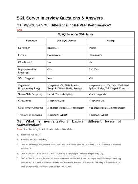 sql database interview questions pdf relational database databases