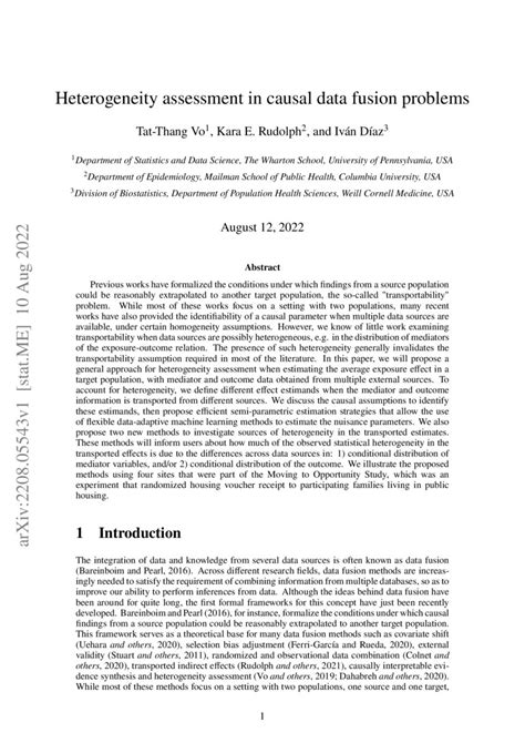 heterogeneity assessment in causal data fusion problems deepai
