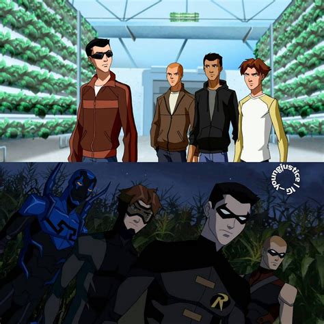 Arsenal ~ Roy Harper Robin ~ Tim Drake Impulse ~ Bart Allen And Blue Beetle ~ Jaime Reyes