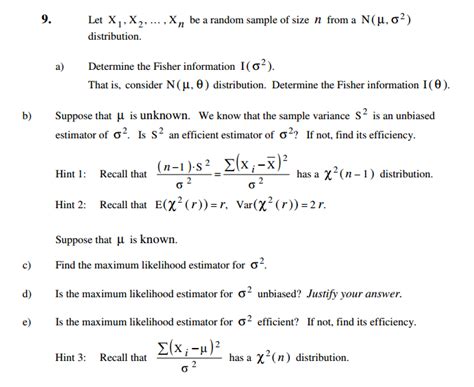 solved let x 1 x 2 x n be a random sample of size n from