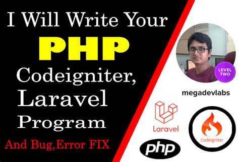 write your php codeigniter laravel program and bug error fix by megadevlabs fiverr