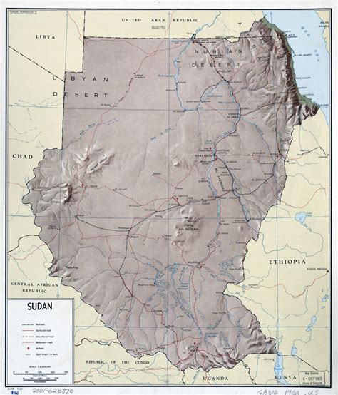 Large Scale Detailed Political Map Of Sudan With Relief Roads The