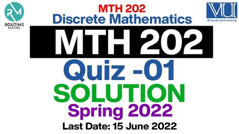 mth202 quiz 1 solution spring 2022 semester discrete mathematics with explanation youtube
