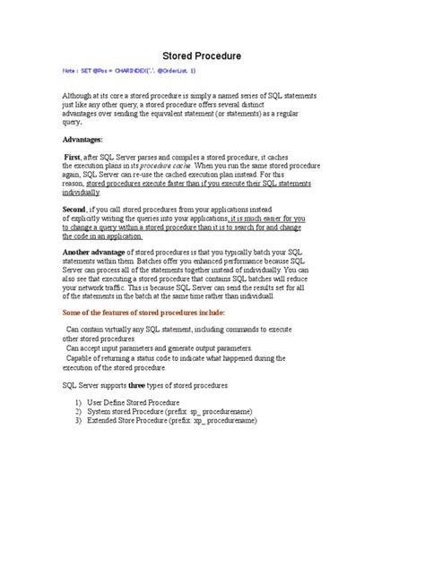 stored procedure pdf parameter computer programming subroutine