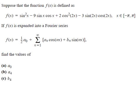 solved suppose that the function f x is defined as
