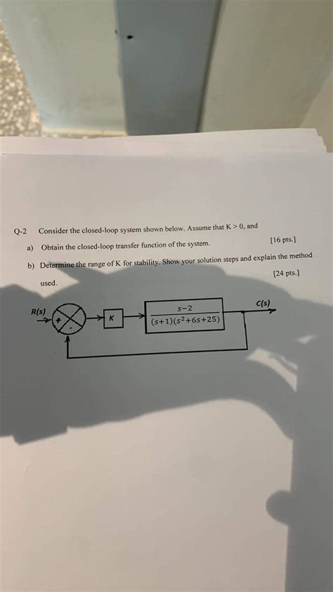 solved q 2 consider the closed loop system shown below